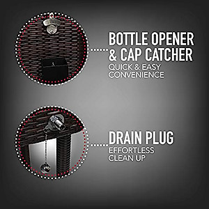 Permasteel PS-208-BB-AM 80 Quart Portable Rolling Patio Cooler, Dark Wicker