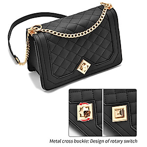 Women Black Quilted Purse Lattice Stylish Clutch Small Crossbody Shoulder Bag with Chain Strap