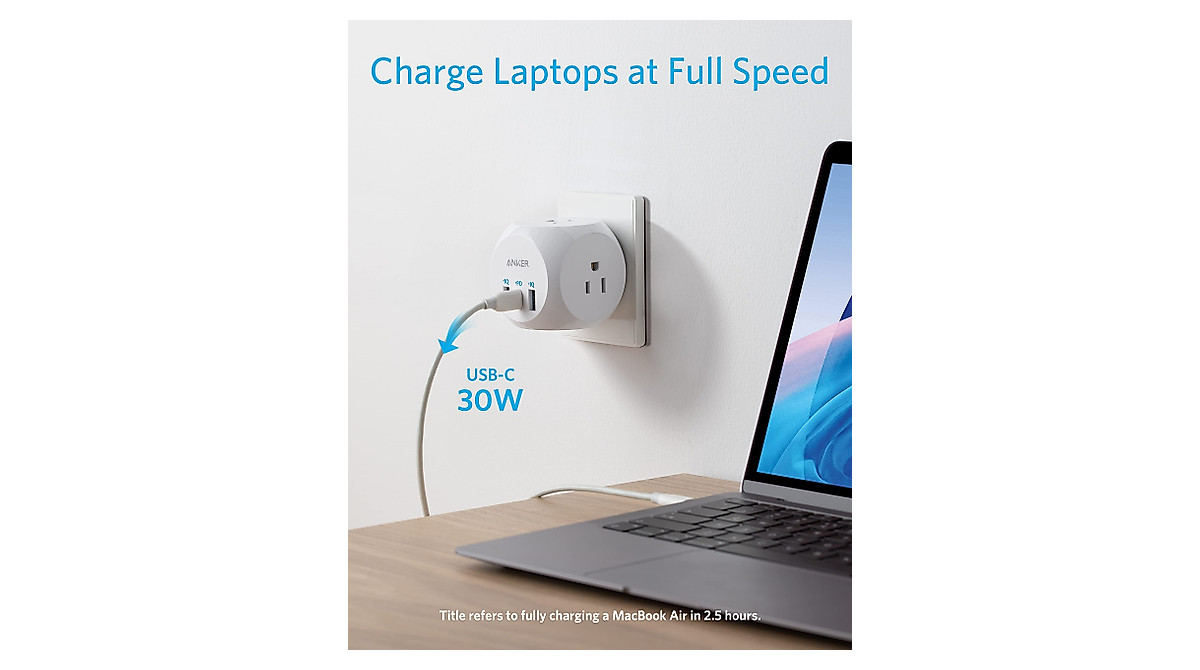 Anker USB-C Power Extender with 3 Outlets & 30W Fast Charging