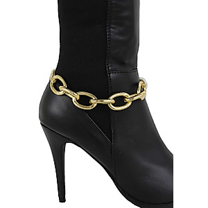 TrendyFashionJewelry Women Boot Bracelet Gold Metal Thick Chain Chunky Link Shoe Charm Strap Band Hip Hop
