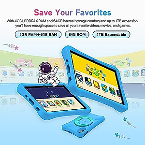 UMIDIGI Kids Tablet, G1 Tab Android 13 Tablet PC, 10.1" Tablet for Kids, 8G+64G up to 1TB, WiFi 6, 8MP+8MP Dual Camera, Quad-Core, 6000mAh, BT5.0, TÜV Eye Bluelight Tablet Android, Parental Control