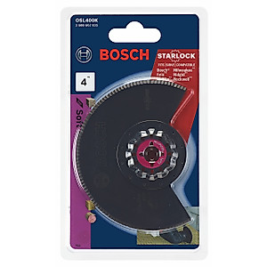 BOSCH OSL400K 1-Piece 4 In. Starlock Oscillating Multi Tool Soft Materials Bi-Metal Serrated Knife Segmented Blade for Cutting Applications in Carpet, Cardboard, Insulation and Other Materials