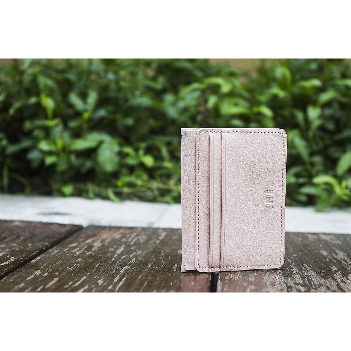 Xoopar Iné Power Wallet 3,000 mAh Ultra Thin 4-RFID Credit Card Slots Recycled Leather & Brushed Aluminum (Sweet Pink)