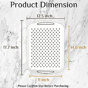 17.7" x 12.5" Anti-Slip Serving Trays with Handles, 3 Pcs X-Large Rectangular Food Serving Tray for Lap, Reusable and Durable Breakfast Tray, White