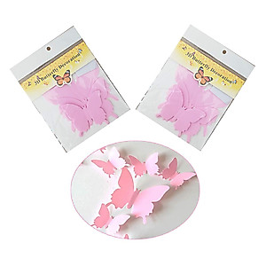 24 PCS Butterfly Wall Decals Butterflies Decor Stickers for Home Decorations Kids Room Bedroom Decor (Pale Pink)