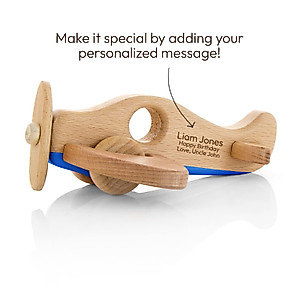 Ethan Walker Personalized Airplane Gift with Babys Name Engraved - A Perfect Keepsake Toy for Toddler, Infant or Newborn Baby, Birthday Baptism for Boy or Girl Room Decor - Mom Will Love - Blue