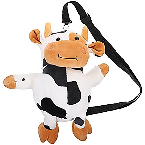 CALLARON Cow Crossbody Bag Cow Plush Backpack Cow Plush Purse Animal Crossbody Purse Exquisite Plush Bag for Women Girls