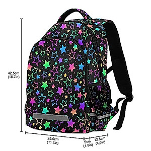 JHKKU Backpack Colorful Bright Stars School Bags Teen Personalized Bookbag, Casual Shoulders Bag Lightweight Travel Laptop Backpacks for Boys Girls