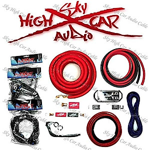 Dual Amp Kit Sky High Car Audio 1/0 OFC to Dual 4 Gauge OFC Complete Install Kit (Red/Black)
