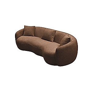 Modern Cloud Curved Sofa Mid-Century Comfy Half Moon Boucle Couch,Luxury 4-Seat Fabric Upholstered Leisure Deap Seat Sectional Sofá with 3 Throw Pillows for Living Room