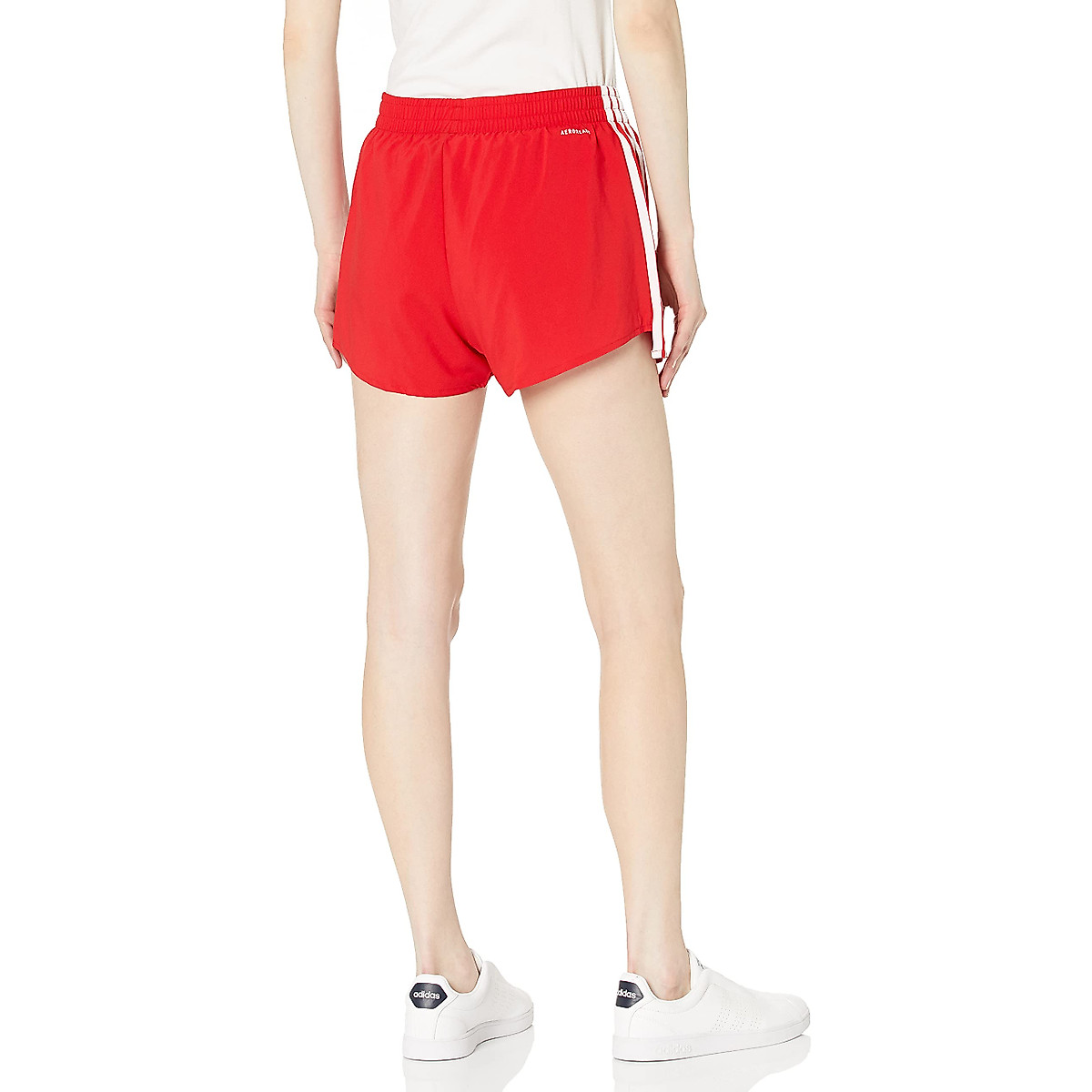 adidas Womens Woven 3-Stripes Sport Shorts Scarlet/White X-Small