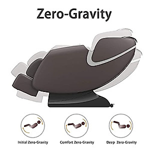 BOSSCARE Massage Chair Recliner with Zero Gravity, Full Body Airbag Easy to Assemble with Bluetooth Speaker, Foot Roller,Faux Leather, Brown