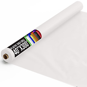 Premium Quality Plastic Table Cover Banquet Rolls 40" X 300' (White)