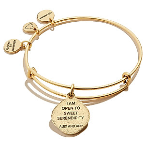 Alex and Ani Path of Symbols Expandable Bangle for Women, Four Leaf Clover Embossed Charm, Rafaelian Gold Finish, 2 to 3.5 in