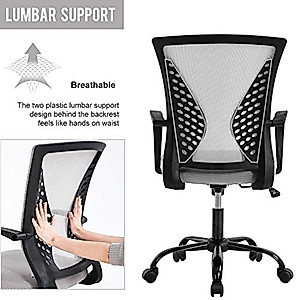 Office Chair Ergonomic Desk Chair Mesh Computer Chair with Lumbar Support Armrest Mid Back Rolling Swivel Task Adjustable Chair for Women Adults, Grey
