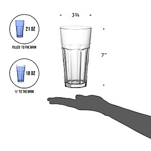 Red Co. Set of 4 Clear Glass 22 Fl Oz Drinking Highball Tumblers for Water, Juice, Beer, Cocktails