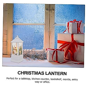 Amosfun 1PC Music Decor LED Lanterns Portable Lantern Christmas Decor Christmas Lantern Nativity Snowglobe Christmas Lamp Glitter Lanterns Musical Snow Globe Large Bedside lamp