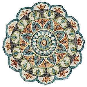 LR Home Dazzle Area Rug, 6' Round, Teal/Green