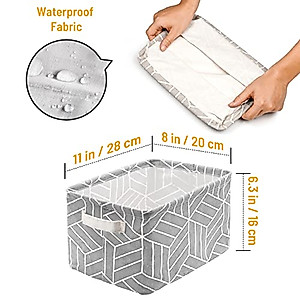 6 Pcs Storage Basket Foldable Cube Fabric Bins Square Mini Box Receive Organizer Rectangle Canvas with Handles for Nursery Home Office Kids Toys Books Small 11x8x6.3 inch Grey