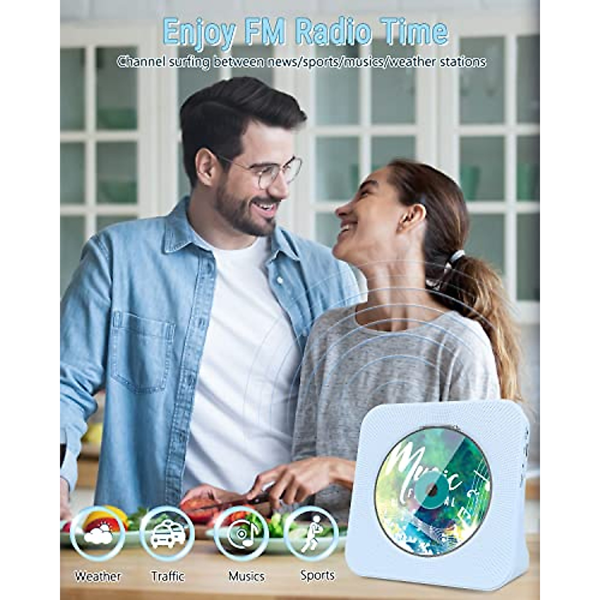 Greadio CD Player Portable with Bluetooth, 4000mAh Rechargeable Battery, HiFi Sound Speaker with Remote Control, Dust Cover, FM Radio, LED Screen,Support AUX/USB,Headphone Jack for Home,Kids,Kpop,Gift