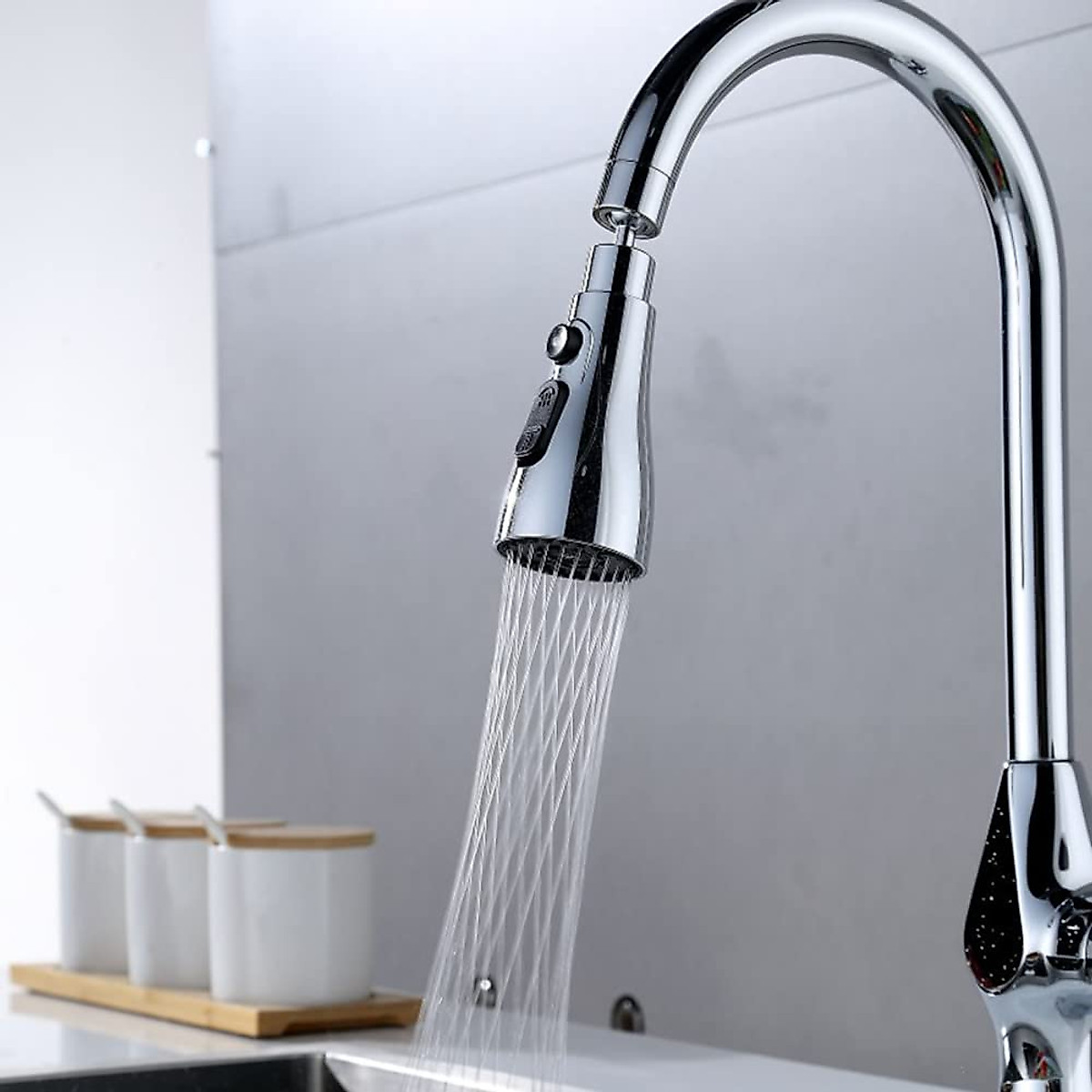 Universal Kitchen Faucet Head Sink Aerator Faucet Replacement Parts Pull Down Faucet Sprayer Head Big Angle Rotatable Anti -Splash Faucet Extender for Regular Faucet and Pull Down Faucet with Adapter