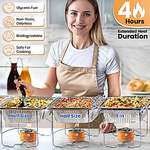 Disposable Chafing Dish Buffet Set, Foldable Rack for Storage Convenience, 6 Half Size Pans (9x13) Food Warmers for Parties & BBQ's, Catering Buffet Servers and Warmers Set for Indoor/Outdoor Events