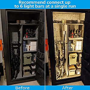 TORCHSTAR LED Safe Lighting Kit, (6) 12 Inch Linkable Light Bars + Rocker Switch + UL Power Adapter, 900LM, Input 100-240V, for Under Cabinet Gun Safe Locker Closet Showcase, 3000K Warm White