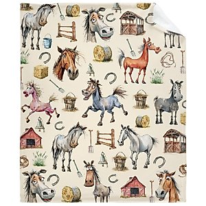 Yaoola Funny Horse Blanket,Funny Horse Gifts for Kids, Funny Horse Throw Blanket,Plush Lightweight Flannel Quilts for Bedroom Sofa Living Room Decoration,40"x50" for Kids