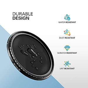 Polaroid Optics 58mm Multi-Coated Variable Range [ND3, ND6, ND9, ND16, ND32, ND400] Neutral Density Fader Filter ND2-ND2000 - Compatible w/ All Popular Camera Lens Models