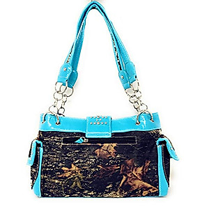 GoCowgirl Western Belt Buckle Purse Camouflage Camo Handbag (blue)