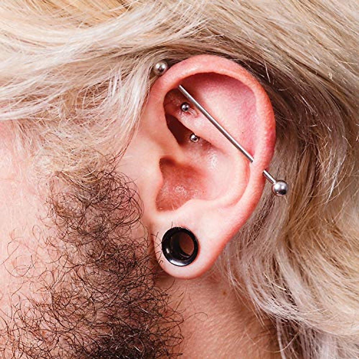 BodyJ4You 24PC Ear Stretching Kit - 00G-20mm Big Gauges - Surgical Steel Single Flare Tunnels Plugs Black Acrylic Tapers - Stretchers Weights Expanders Eyelets