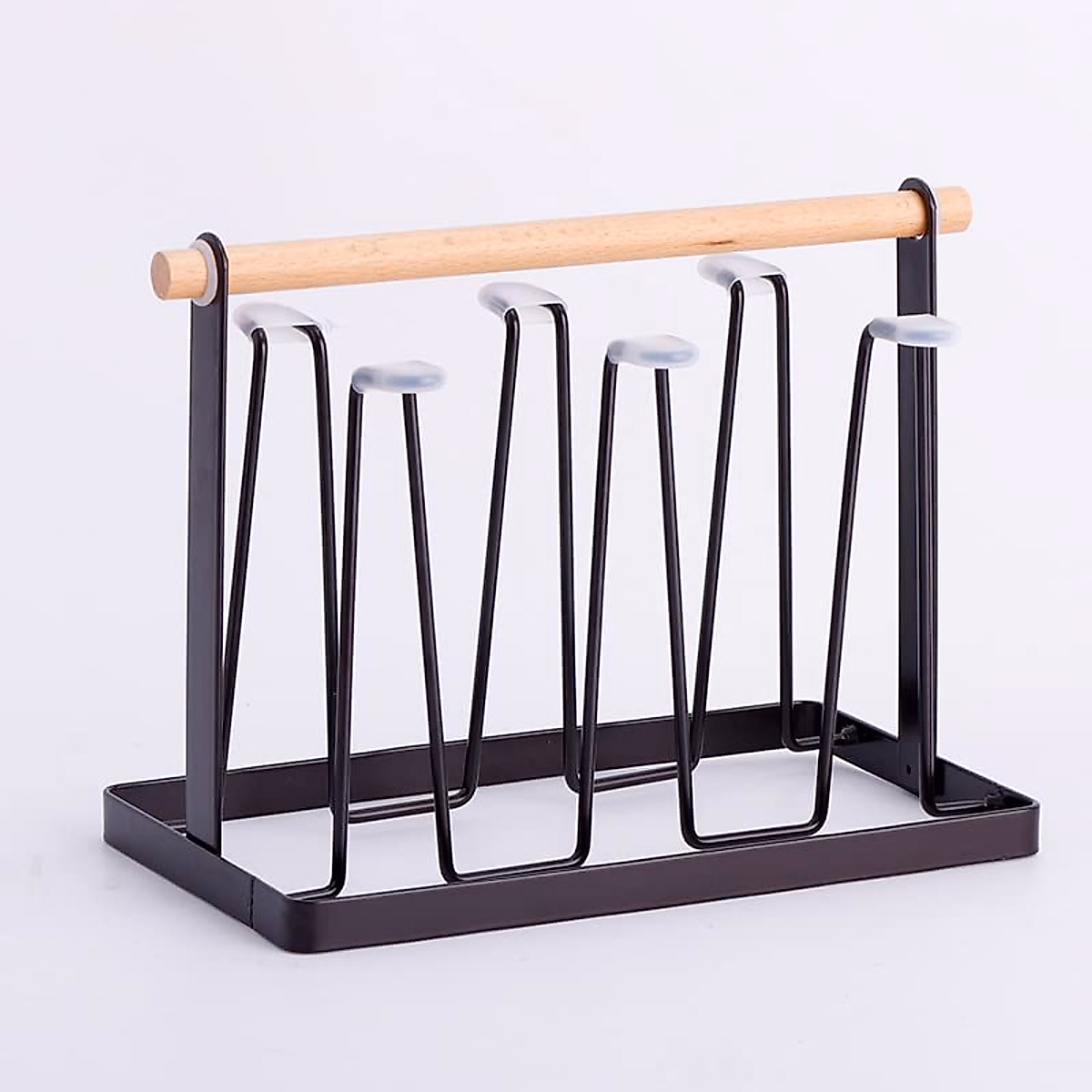 Cup Drying Rack Metal Drainer Holder Rack Cups Organizer with Wood Handle Bottle Drying Rack Dish Drying Rack
