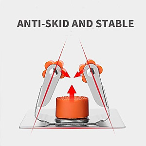 Broom and Mop Holder Wall Mounted, Stainless Steel Self Adhesive Single Broom Hanger Hook, No Drill Heavy Duty Organizer Rack for Kitchen Garage Closet Door Pantry Refrigerator, V-Shape Orange, 4 Pack