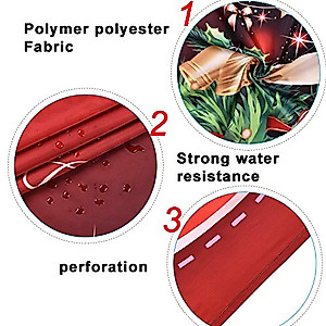 Uspring 4 Pcs Merry Christmas Shower Curtain Sets with Non-Slip Rugs, Bath Mat, Toilet Lid Cover and 12 Hooks, Xmas Tree Ball Snowflake Red Shower Curtain for Christmas Decoration