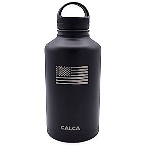 Insulated Water Bottle with Wide Mouth Lid Stainless Steel Double Wall Vacuum Hot/Cold Water Bottle 64oz (Picture)
