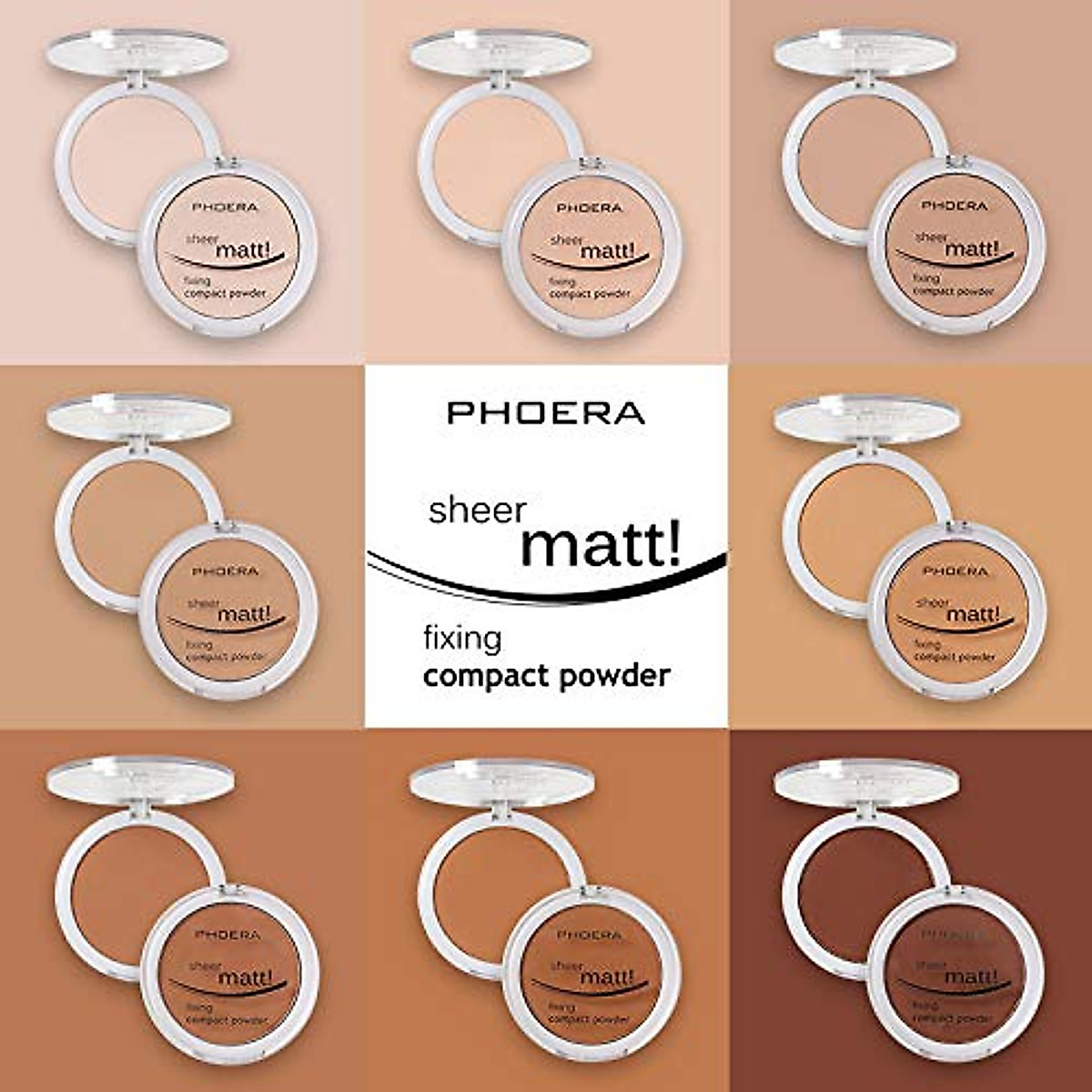 2 Pack PHOERA Matte Face Powder, Control Oil Brighten Skin Color Full Coverage Flawless Face Setting Loose Powder。203- Nude