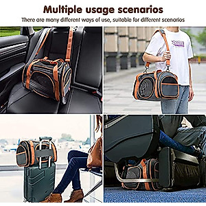 OKMEE Cat Carrier TSA Airline Approved with Ventilation for Small Medium Cats Dogs Puppies, Dog Carrier with Big Space, 5 Mesh Windows, 4 Open Doors for Comfortable Travelling.