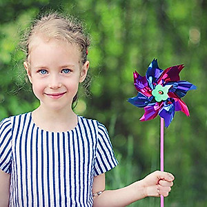 PROLOSO 24 Pack Plastic Pinwheels for Kids Party Favors DIY Lawn Windmill Set Pinwheels for Yard and Garden