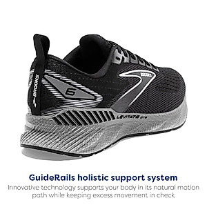 Brooks Women’s Levitate GTS 6 Supportive Running Shoe - Black/Blackened Pearl/White - 9 Medium
