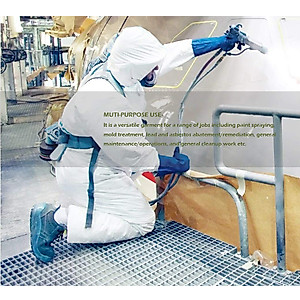 SYINE Pack of 5 Large Disposable Protective Coverall with Hood, Elastic Cuff for Spray Painting Cleaning Work,Breathable & Durable