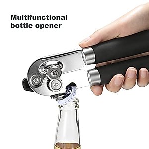 Can Opener Manual, UHIYEE Handheld Can Openers with Magnet, Hand Can Opener with Soft-Handle Grips, Sharp Blade for Smooth Edge, Oversize Effort-Saving Knob