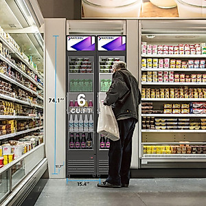 NAFCOOL Sub Zero Commercial Beverage Refrigerator Display Fridge，6 Cu Ft Small Slims Single Glass Door Merchandiser Drink Cooler with LED Light Adjustable Shelves,ETL and NSF Approval,15.4" Wide