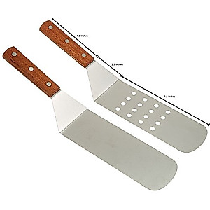 Ifavor123 Set of 2 Grilling Spatulas for BBQ Use Indoor Outdoor Stainless Steel Grill Cooking Turners