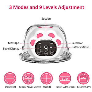MMPANG Breast Pump Wearable,Electric Hands Free Breast Pump Leel,3 Modes & 9 Levels with LCD Display BPA Free, Low Noise Pumping Painless Breastfeeding Rechargeable and 19/21/24mm Flanges,Blue
