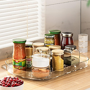 MadeGlad Lazy Susan Turntable for Refrigerator, 16”x11” Clear Rectangular Slide Out and 360° Rotating Organizer Food Storage for Fridge, Pantry, Cabinet, Countertop