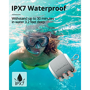 Tronsmart T7 Mini Compact Portable Bluetooth Speaker with Lights, Stereo Sound, Bluetooth 5.3, 18H Playtime, Stereo Pairing, Voice Assistant, IPX7 Waterproof Shower Speaker & Outdoor Speakers (Grey)