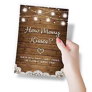 Printed Party Bridal Shower Game Set – 5 Fun Games and Activities for 50 Guests, Includes Bingo, Trivia, Guess How Many, and Advice Cards, Rustic Country Wedding Shower Games