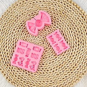 Candy Lollipop Molds 3Pcs, Candy Shape Cake Decorating Silicone Molds for DIY Chocolate Mousse Cookie Butter Gum Cupcake Topper Flower Paste Epoxy Clay Plaster Candle Soap