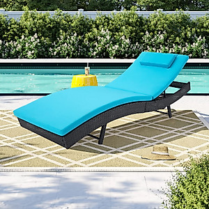Incbruce Patio Chaise Lounge Chair, Outdoor Reclining Chaise with Adjustable Backrest, PE Rattan Steel Frame Pool Lounge Chair
