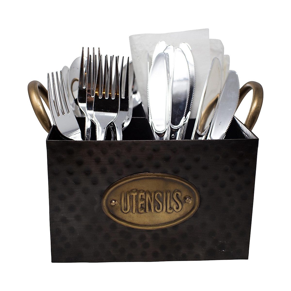 Boston Warehouse Utensils Flatware Storage Caddy, Antique Bronze